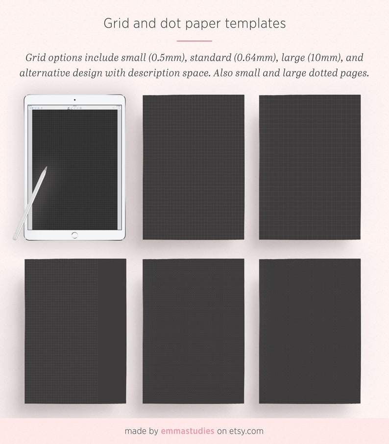 Digital Black Note Taking Paper Template | Dark Mode Goodnotes ...