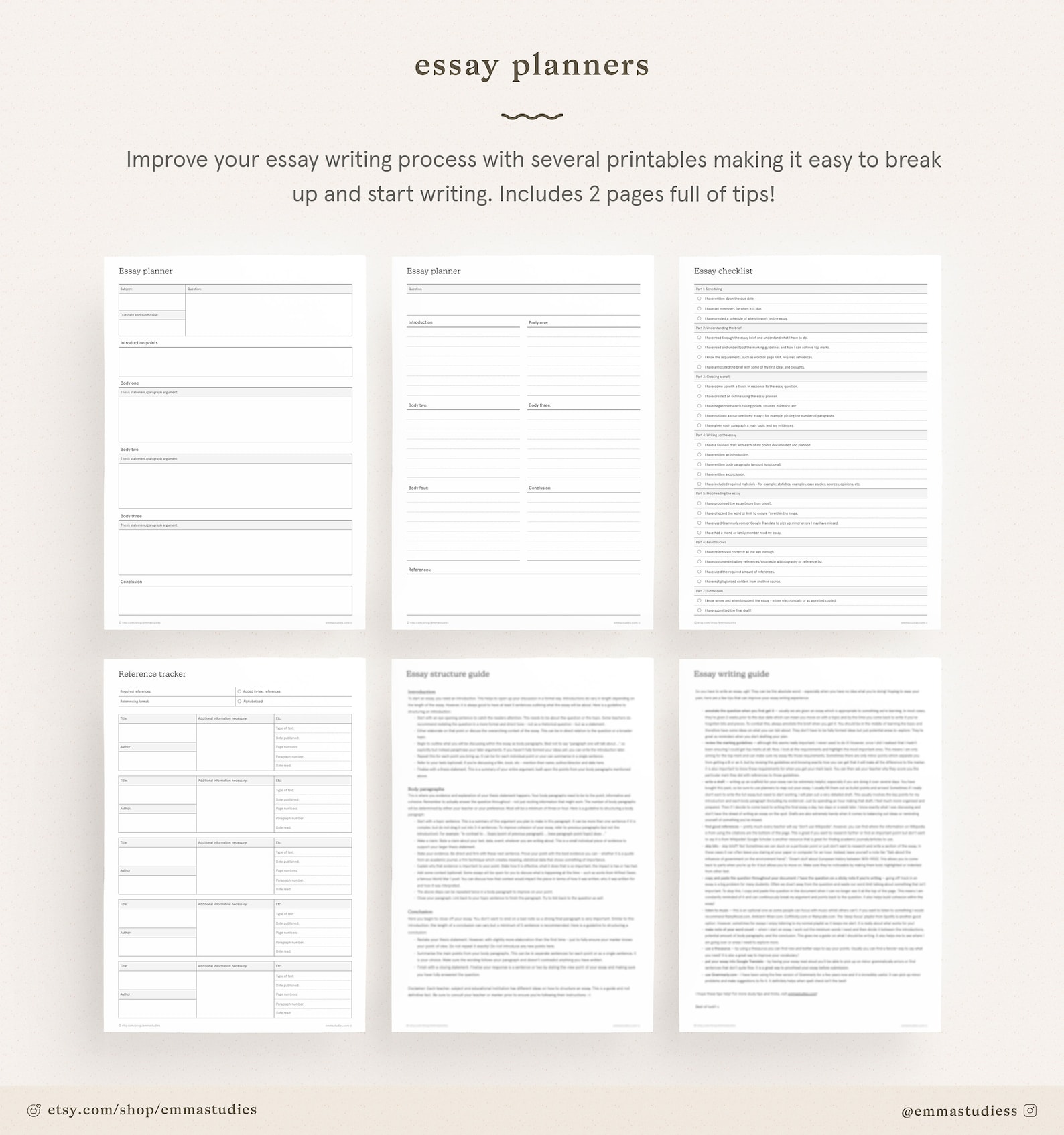 Student Printable Studying Guide Revision College University | Etsy