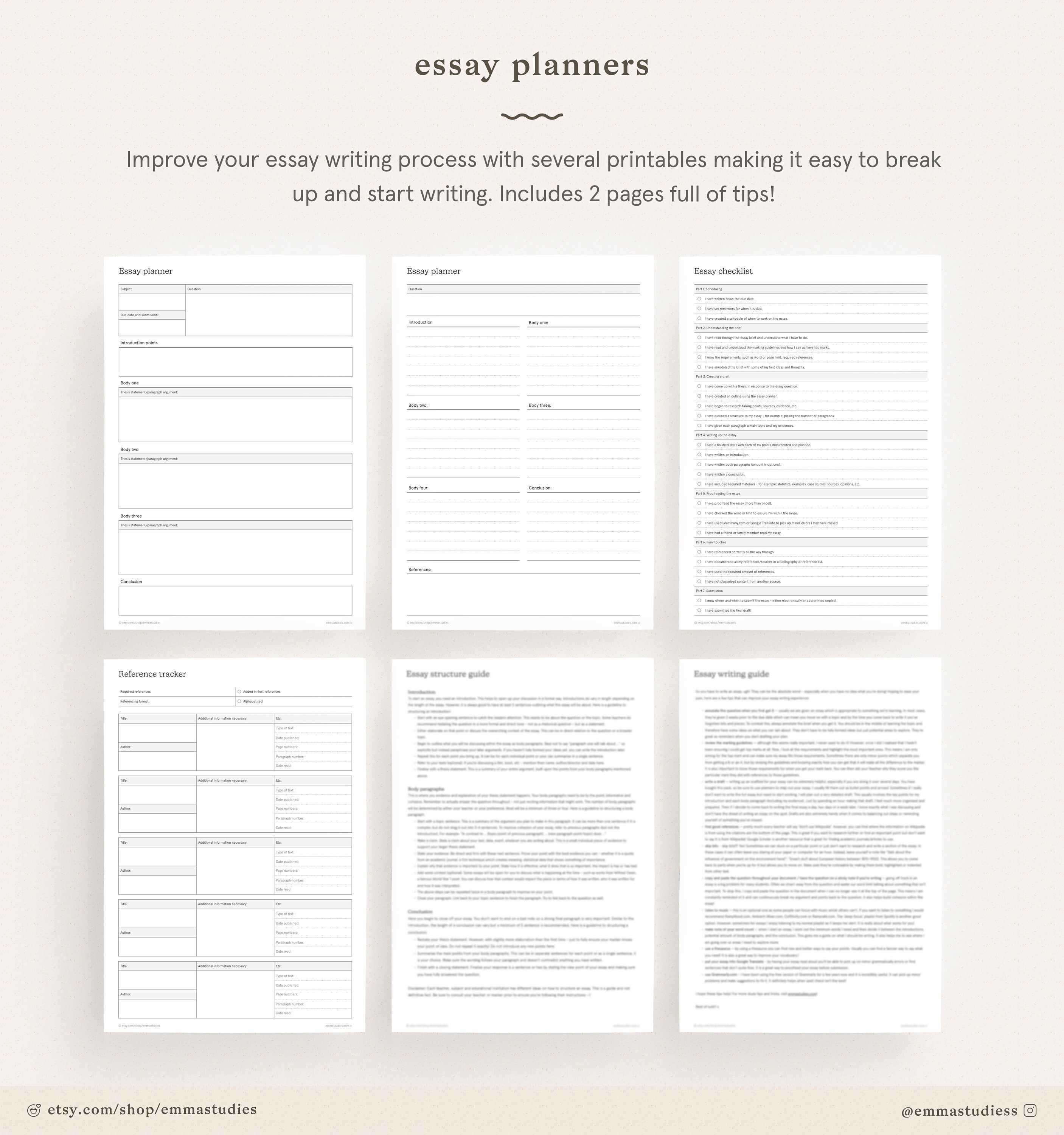 Student Printable Studying Guide Revision College University | Etsy