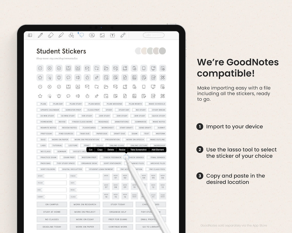 Digital Student Stickers Study College University Studying - Etsy Australia