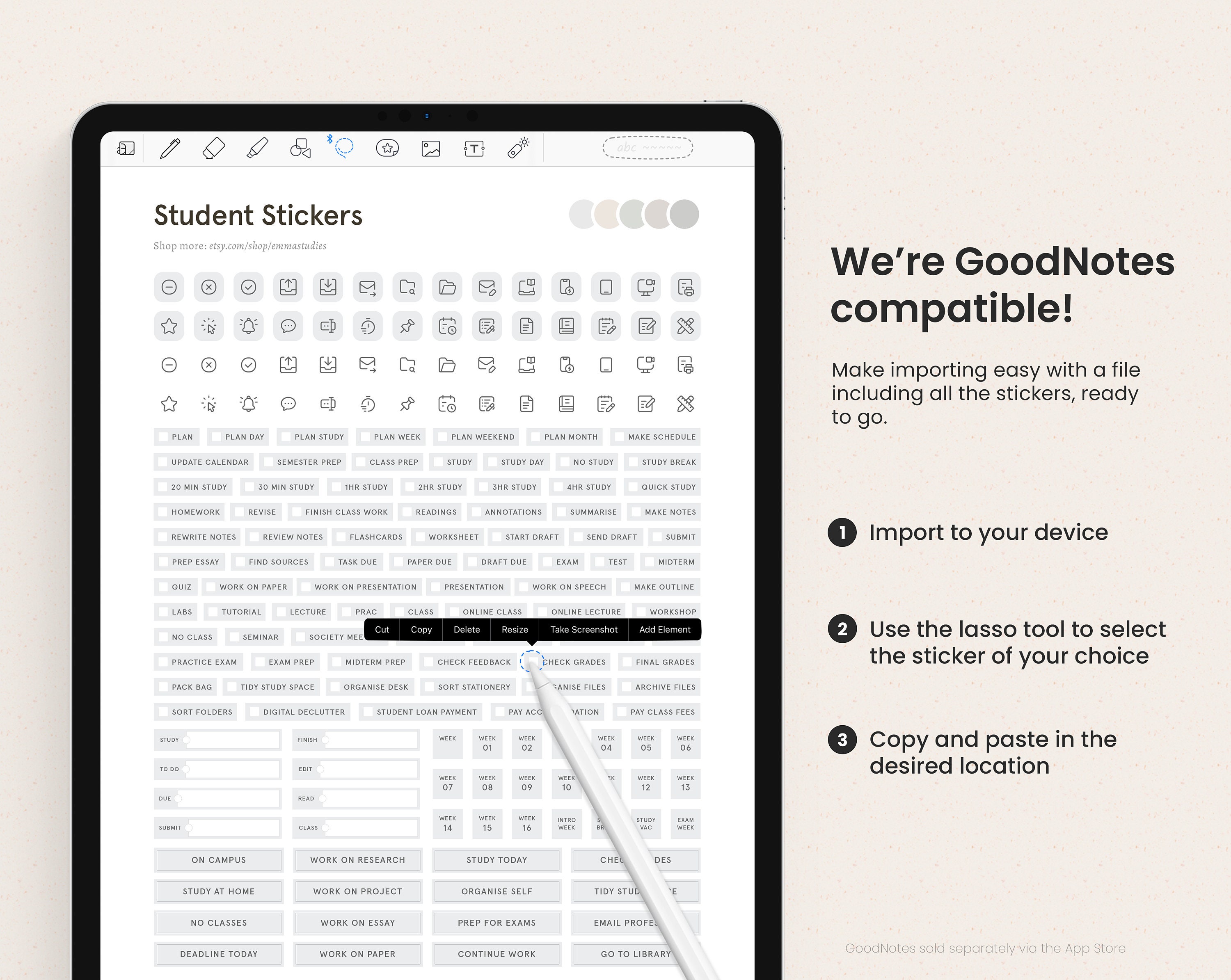 Digital Student Stickers | Study College University Studying Goodnotes ...