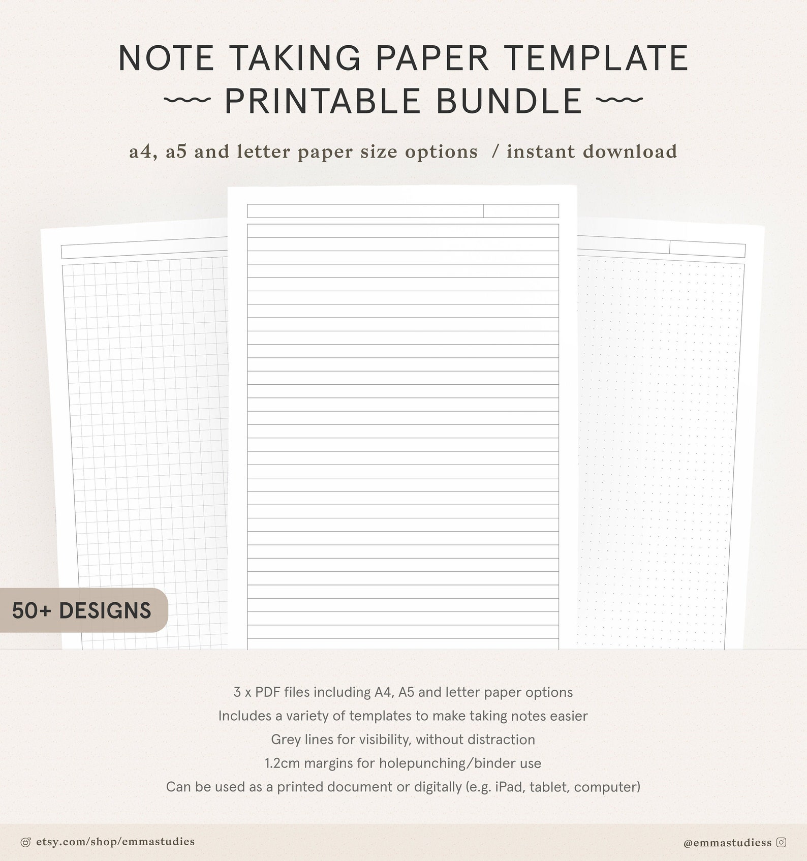 Student Note Taking Template Printable Pack A4 A5 and - Etsy