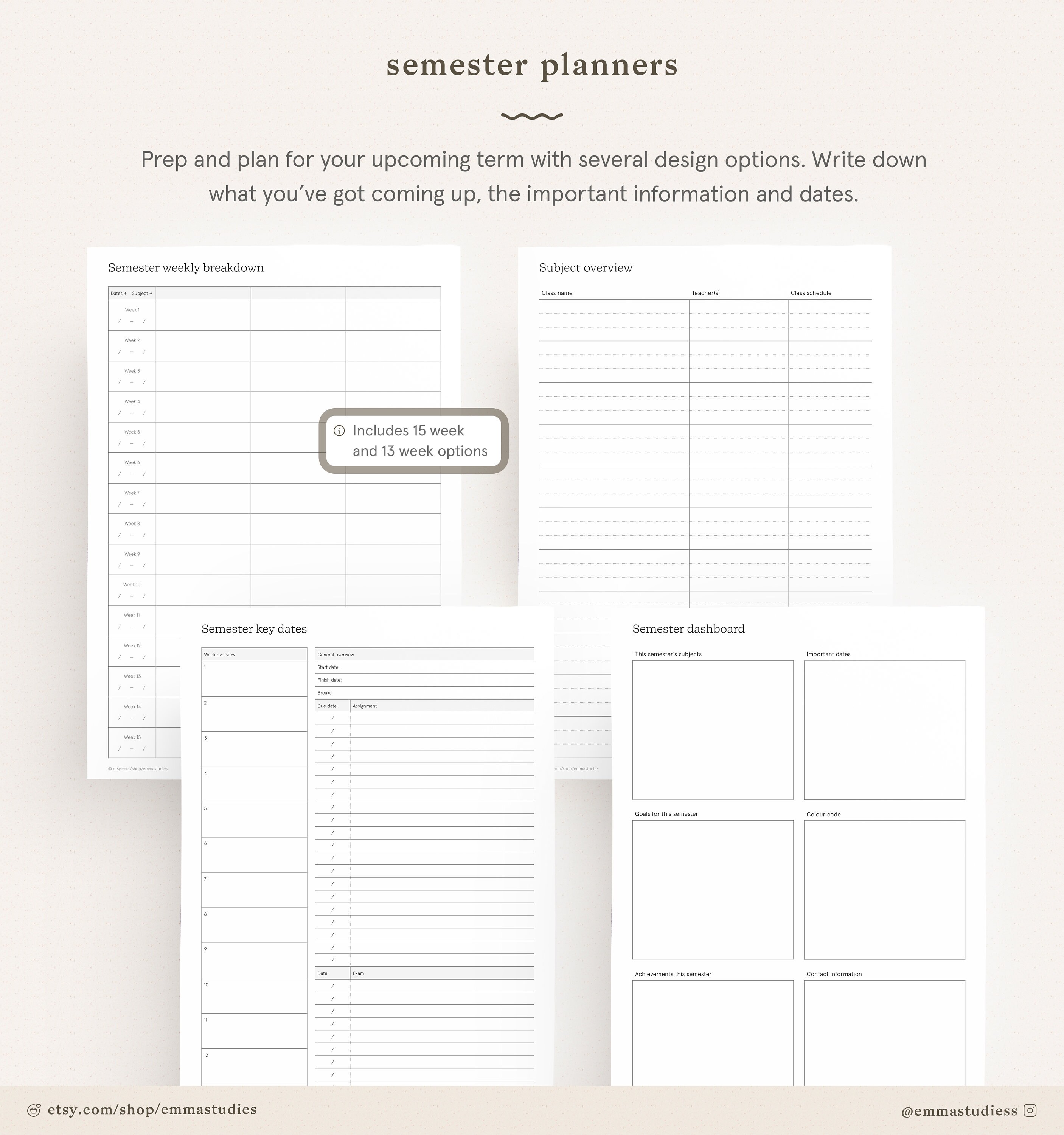 Back to School College and University Organiser Printable | Etsy