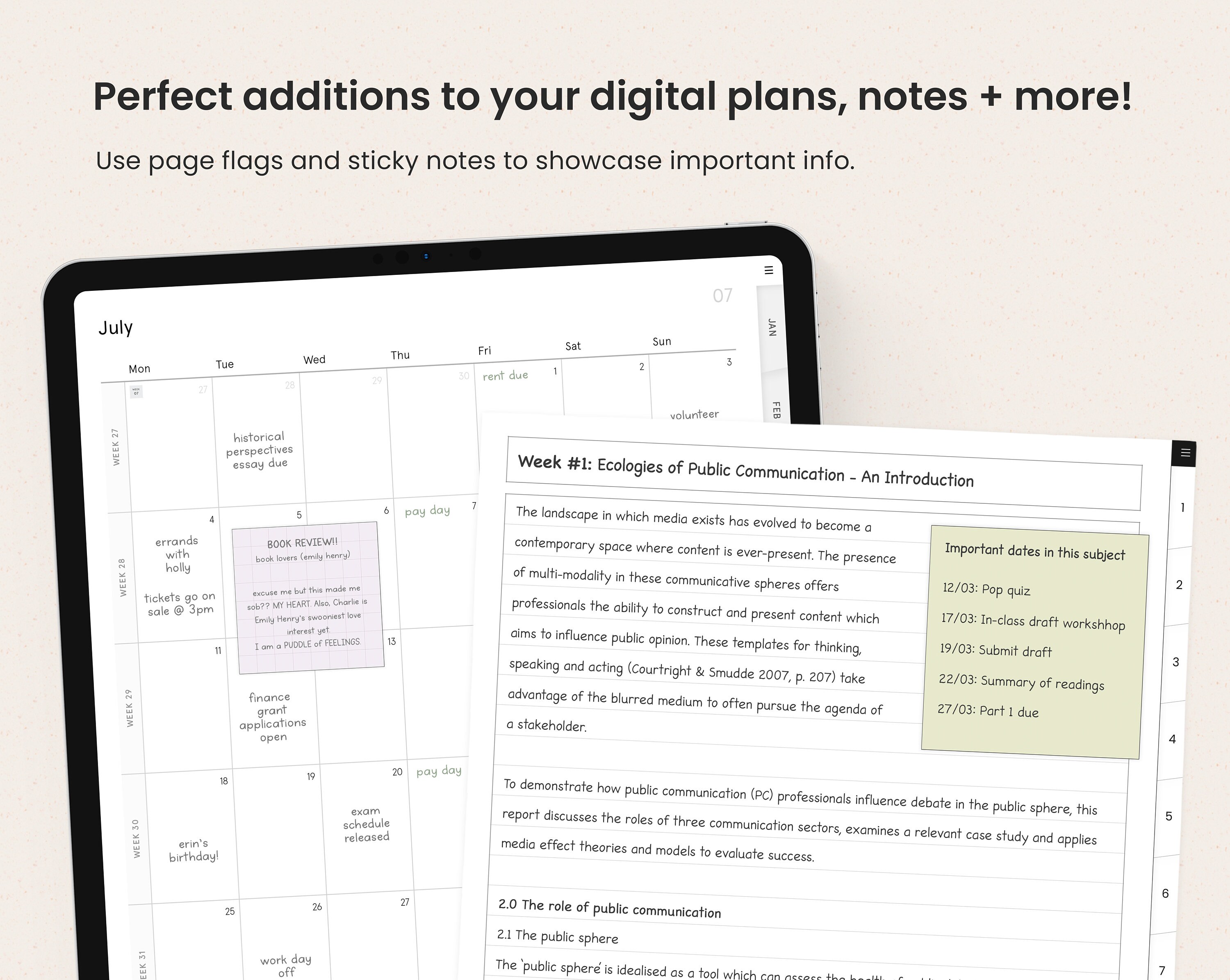 Digital Sticky Note and Page Flag Stickers | Goodnotes Notability ...