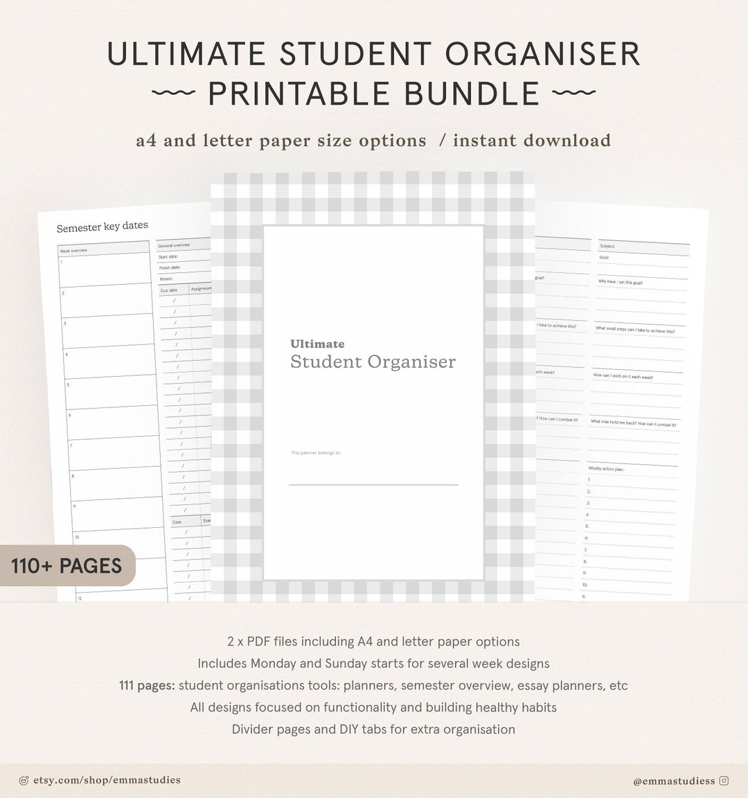Ultimate Student Study Organiser Pack | College, University and School ...