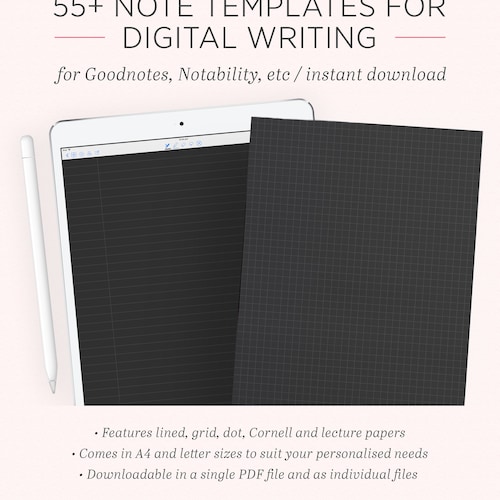 Digital Note Taking Black Paper Template Goodnotes - Etsy