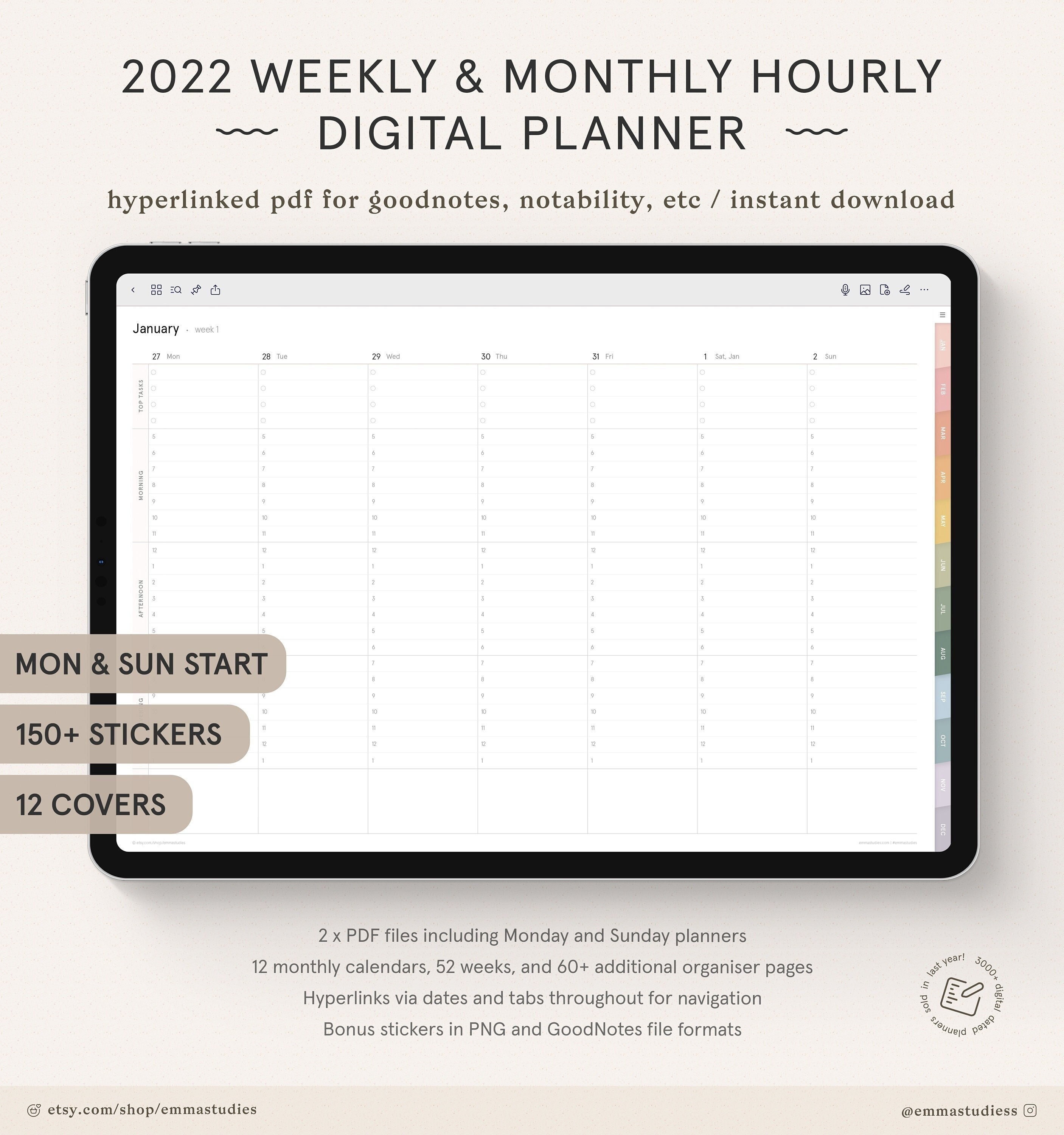 Calendars & Planners Paper iPad Tablet 2021 Digital Weekly Planner ...