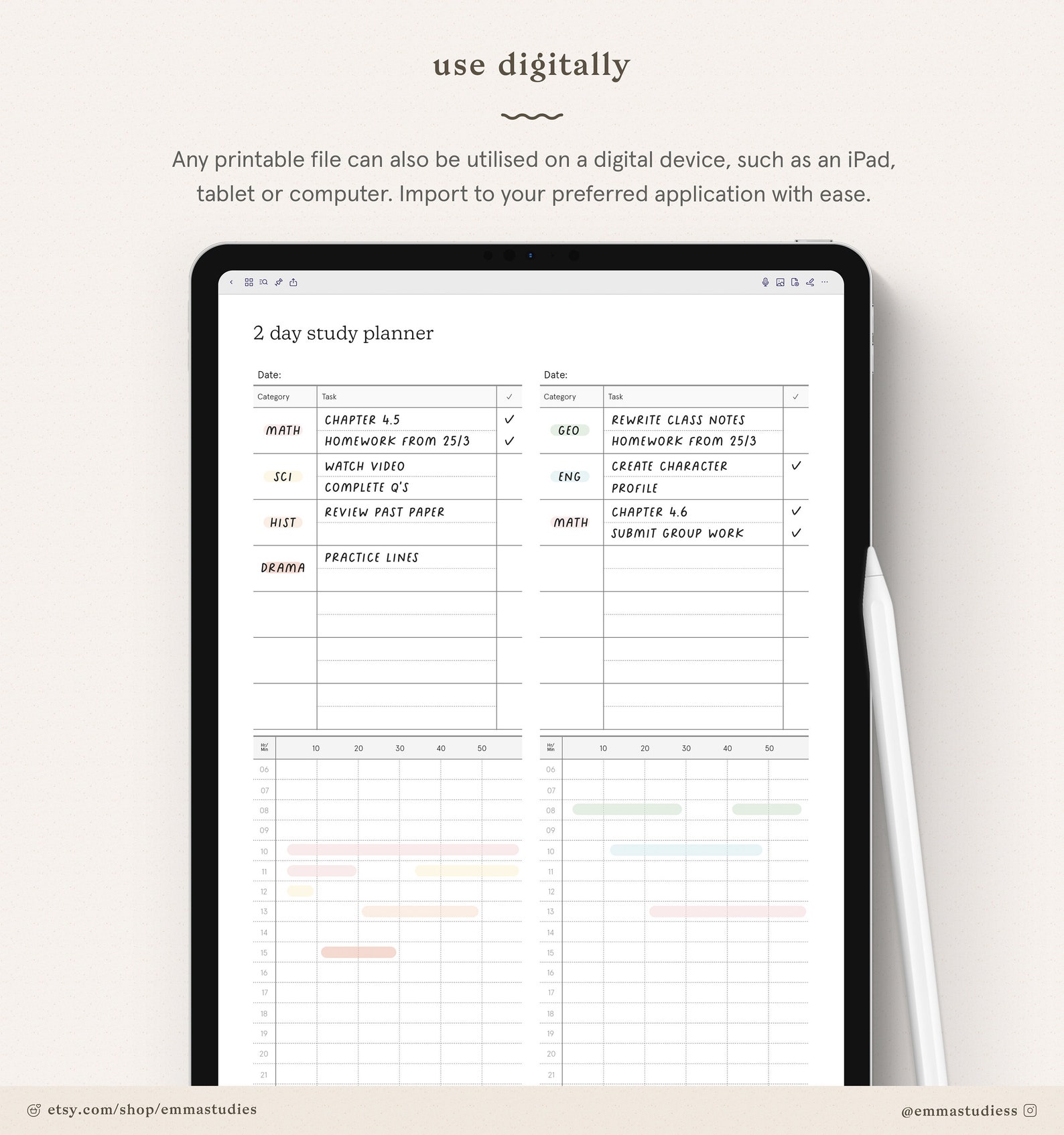 Study Session Printable Student Organiser Back to School | Etsy