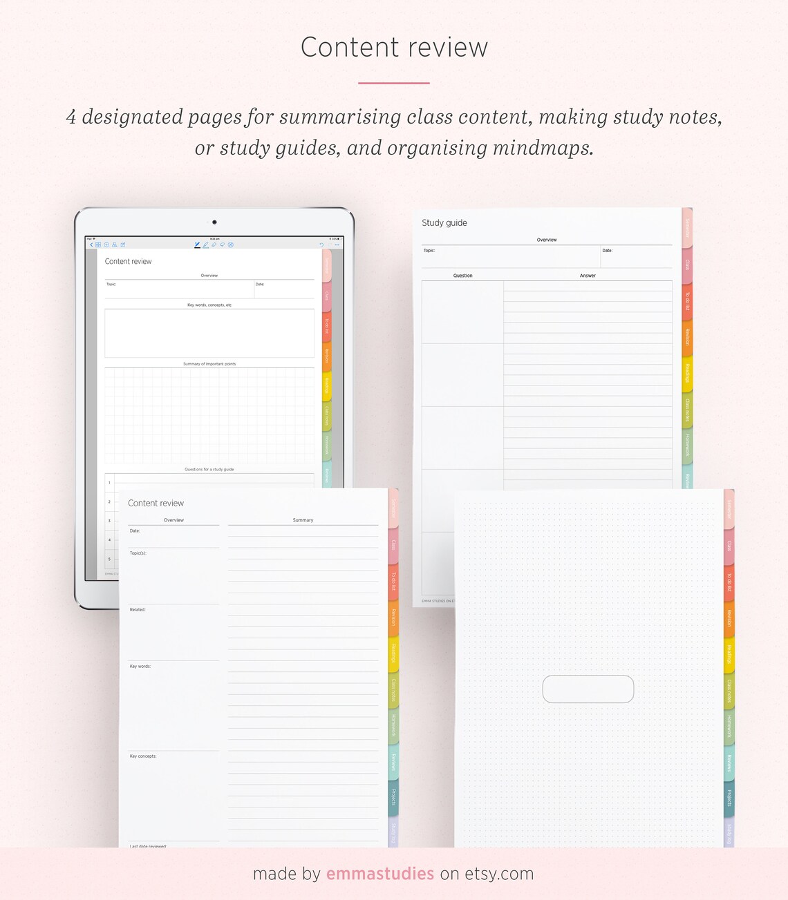 Digital Student Notebook Student Planner Organiser Subject | Etsy