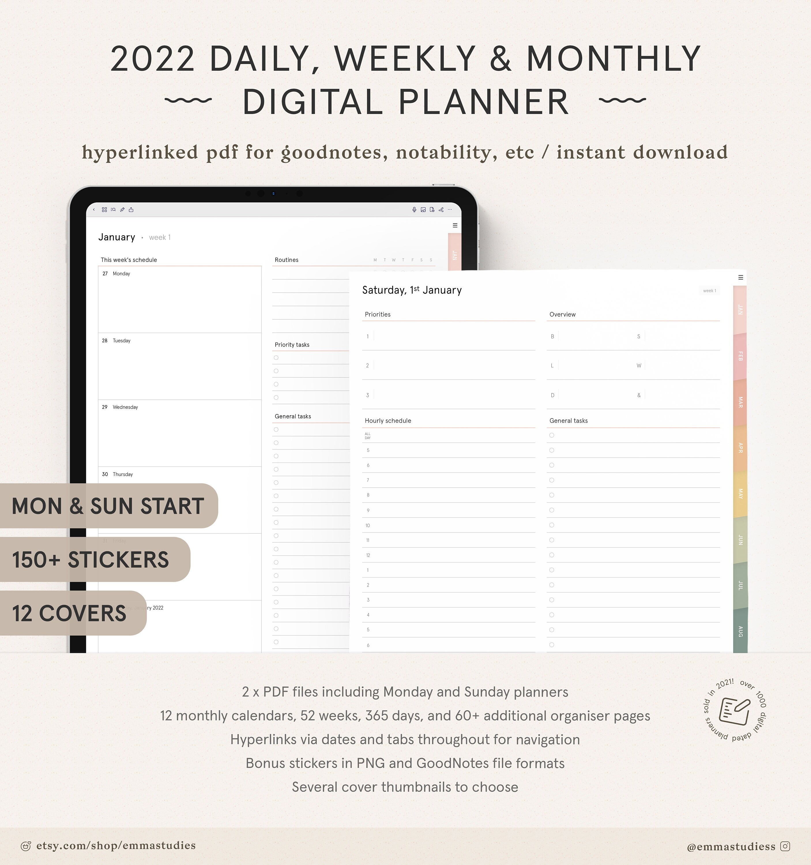 2022 Digital Planner iPad Planner Vertical Planner GoodNotes Digital ... 2022 Digital Planner iPad Planner Vertical Planner GoodNotes Digital ...