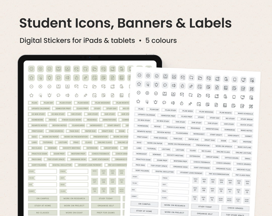 Digital Student Stickers | Study College University Studying Goodnotes ...