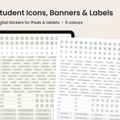 Digital Student Stickers Study College University Studying - Etsy Australia