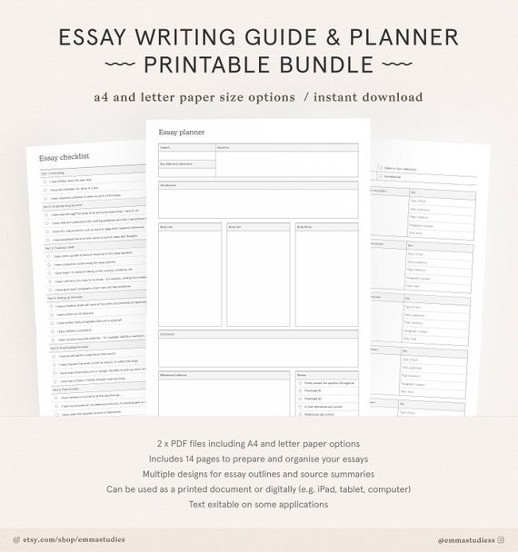 Essay Guide and Planner Printable Pack School College - Etsy