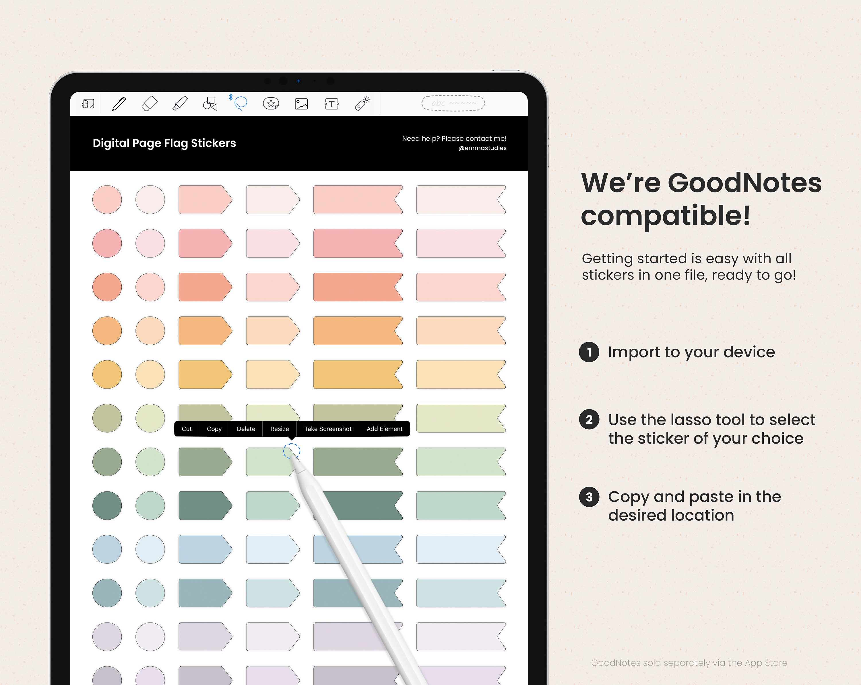 Digital Sticky Note and Page Flag Stickers | Goodnotes Notability ...