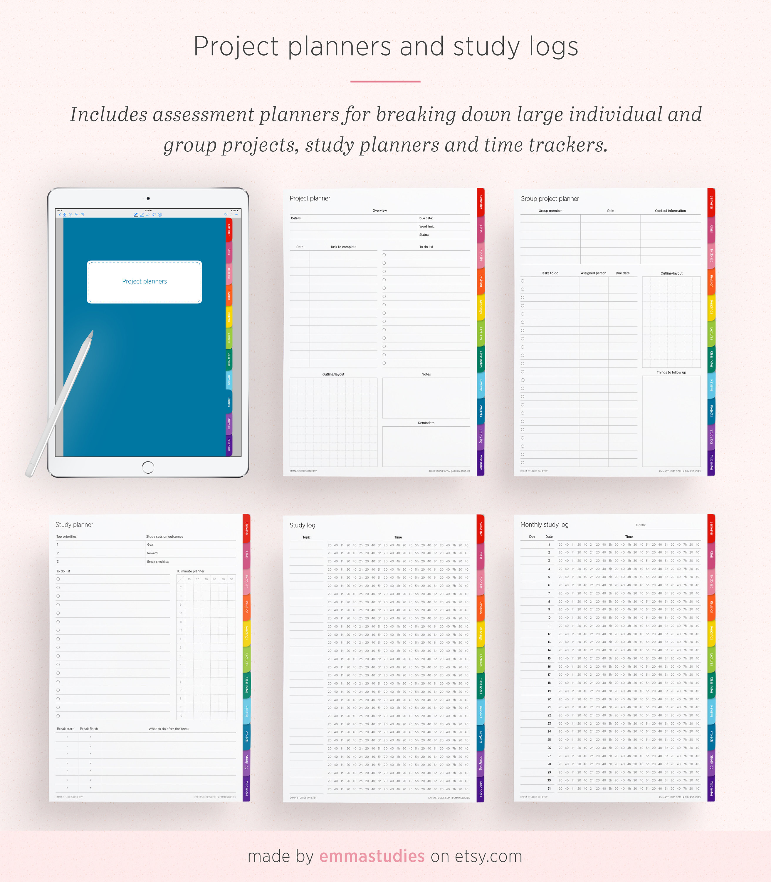 Digital Student Notebook Student Planner Organiser Subject - Etsy