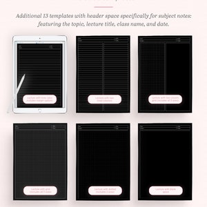 Digital Note Taking Black Paper Template | Goodnotes Notability iPad ...