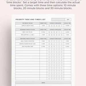 Productivity Time Manager Printable Pack Priority Task To-do List ...