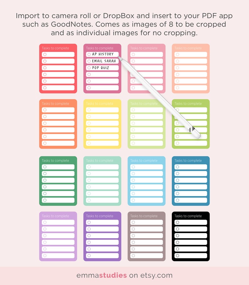 Digital To Do List Planner Stickers Goodnotes Notability Etsy
