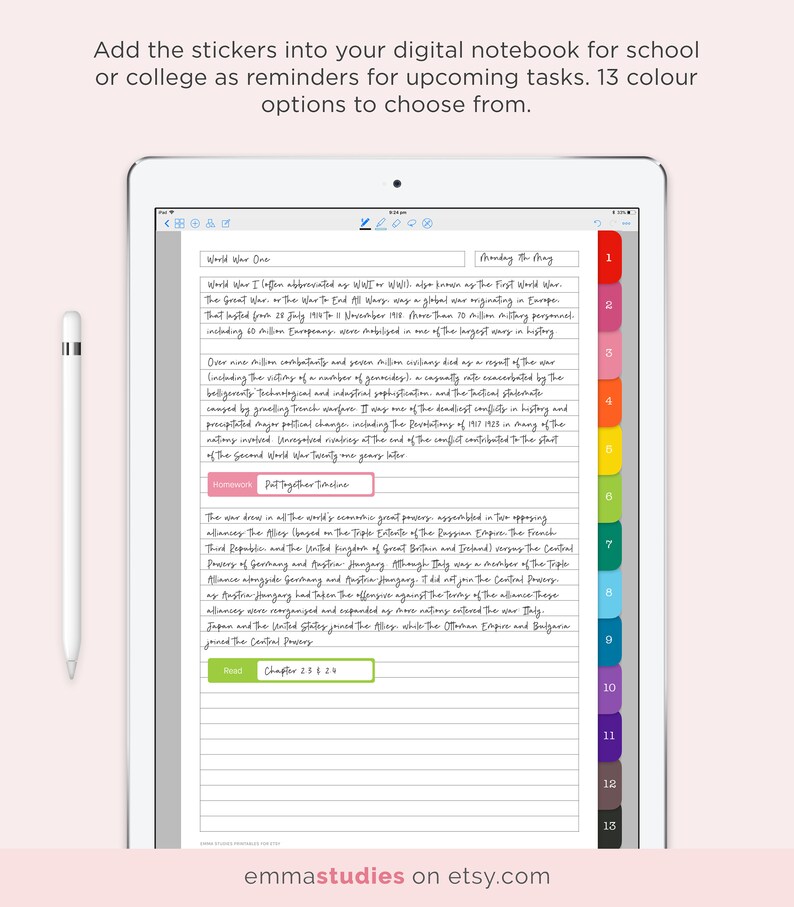 Digital Student College School University Planner Stickers | Etsy