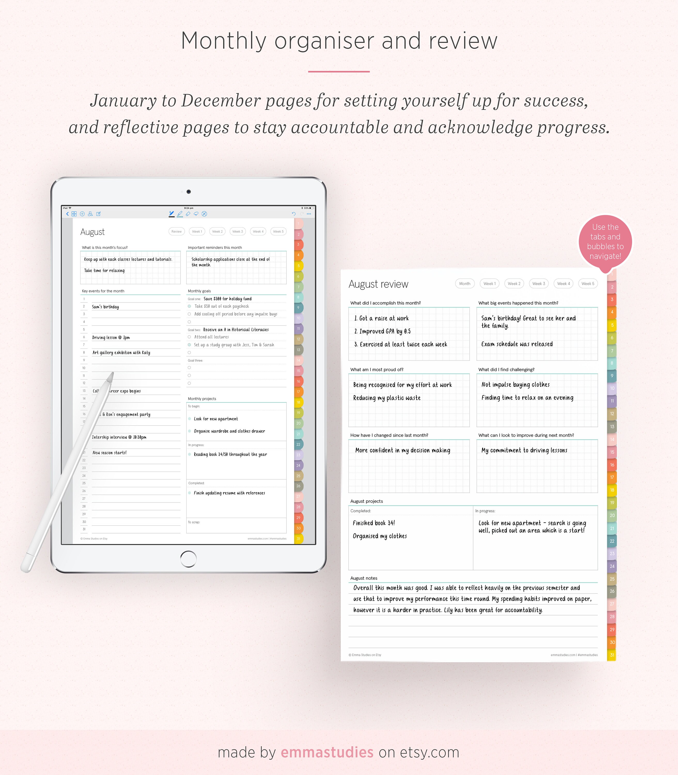 Undated Digital Daily Weekly Monthly and Yearly Lined - Etsy Australia