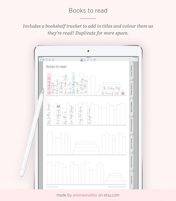 Paper Paper & Party Supplies Book Organizer Digital Reading Journal for ...