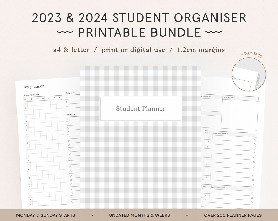 2023 2024 Printable Student Planner Academic College Organiser ...