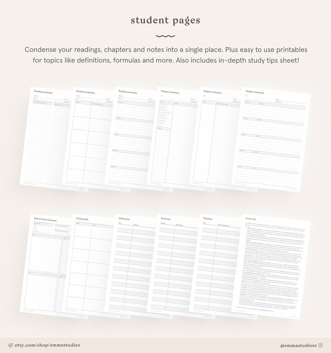 Student Printable Studying Guide | Revision College University School ...