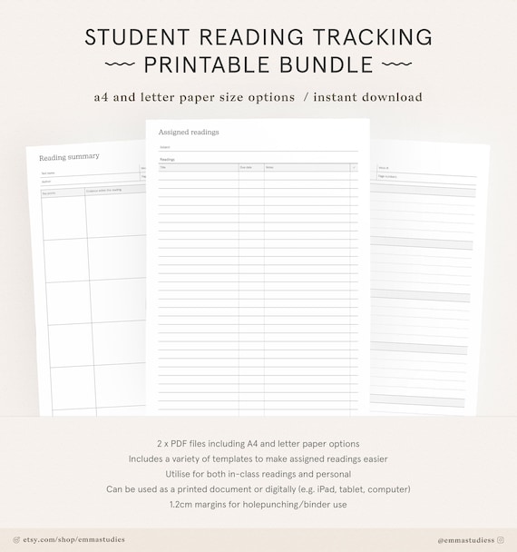 Reading Journal Log Book and Novel Diary Student | Etsy Australia