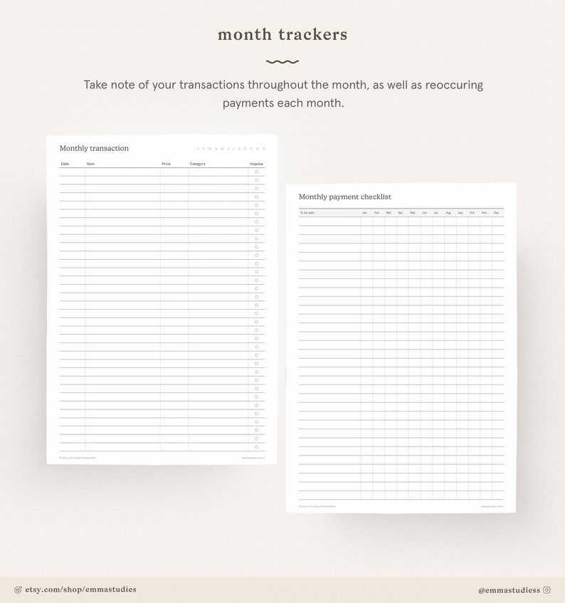 Financial Planner Printable Pack Monthly Budget Finance | Etsy