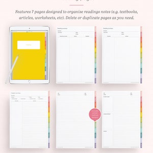Digital Student Notebook | Student Planner Organiser Subject Notebook ...