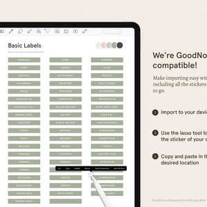 Label Digital Stickers | Neutral Goodnotes Sticker Sheets | iPad Tablet ...