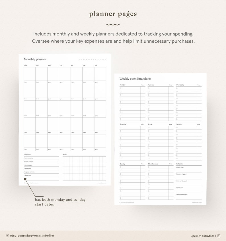 Financial Planner Printable Pack Monthly Budget Finance | Etsy