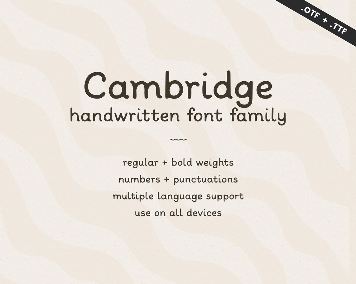 Cambridge Handwritten Font Student Notes Handlettered Script | Etsy ...