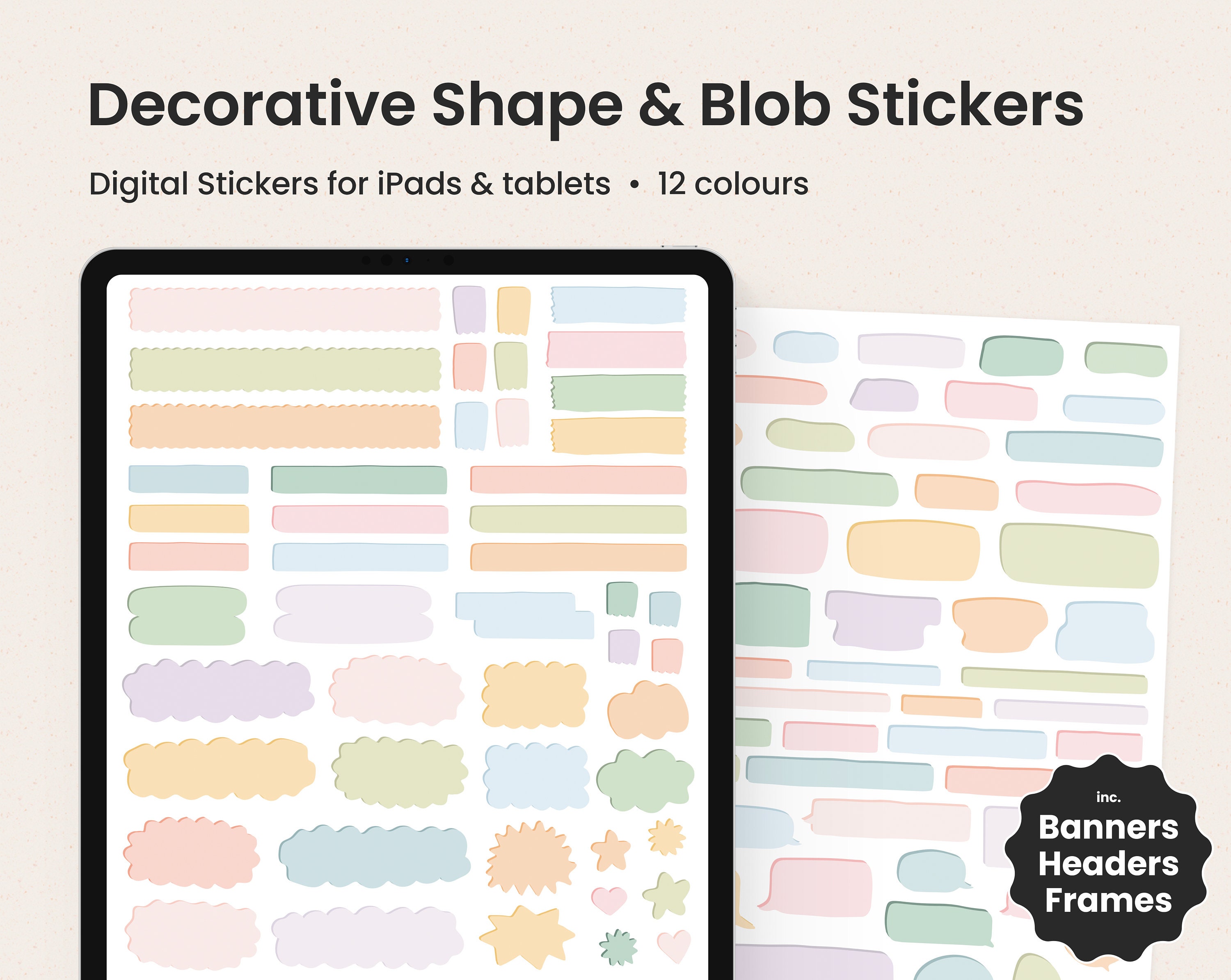Digital Stickers Pastel Shapes Journal Scrapbook - Etsy Australia