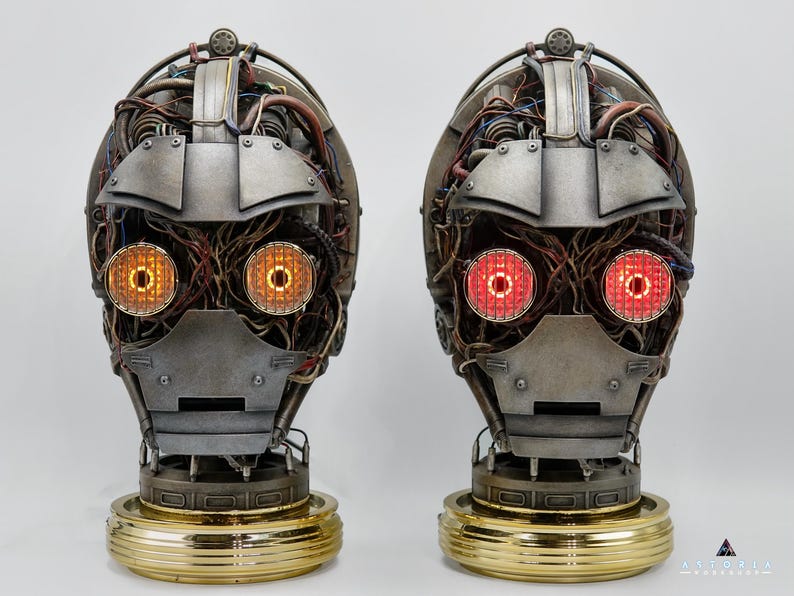 C-3PO Custom Weathered Exposed Droid Bust With Lights, Star Wars C3PO ...