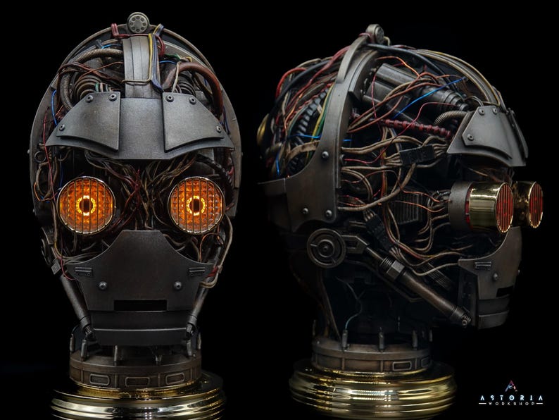 C-3PO Custom Weathered Exposed Droid Bust With Lights, Star Wars C3PO ...