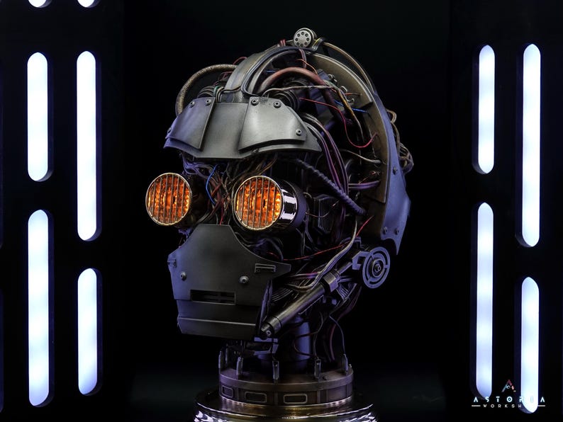 C-3PO Custom Weathered Exposed Droid Bust With Lights, Star Wars C3PO ...