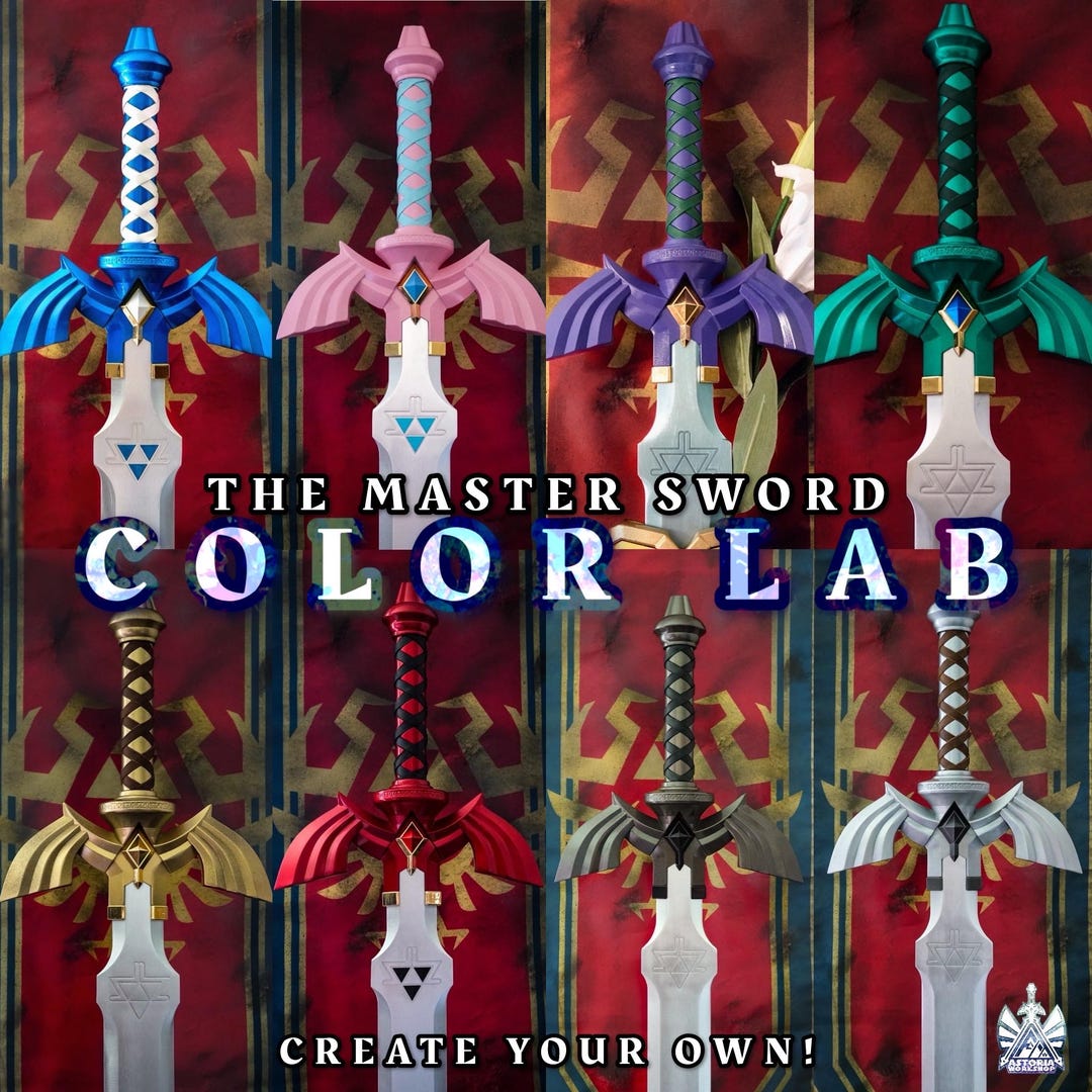 Create Your Own Zelda Master Sword! V3 Life Size Metal Replica Cosplay Prop BOTW TOTK Color Lab ...
