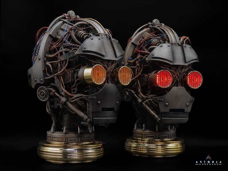 C-3PO Custom Weathered Exposed Droid Bust With Lights, Star Wars C3PO ...