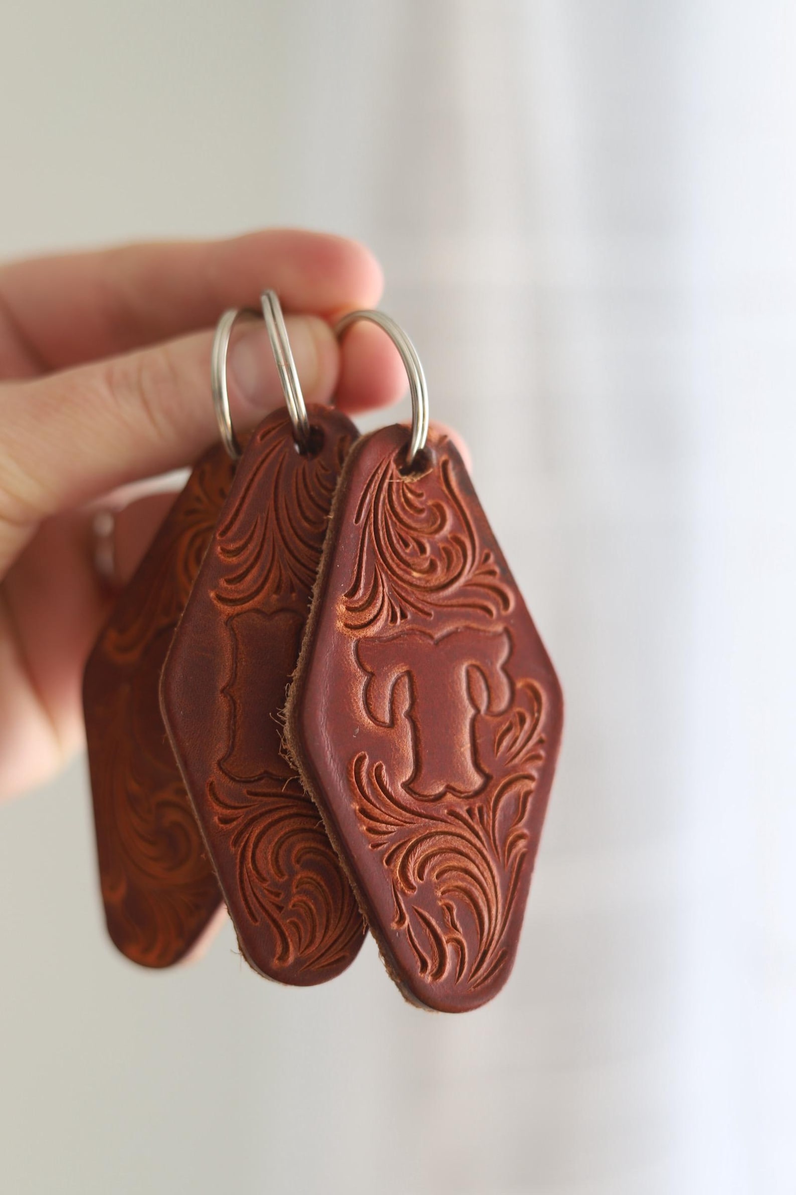 Customizable Leather Tooled Keychain-western Font Personalizer Vintage ...