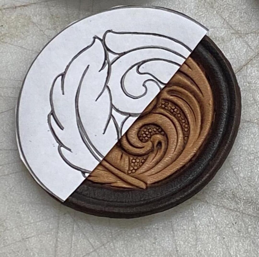 Round Feather and Scrollwork Printable PDF Artwork Pattern for Leather ...