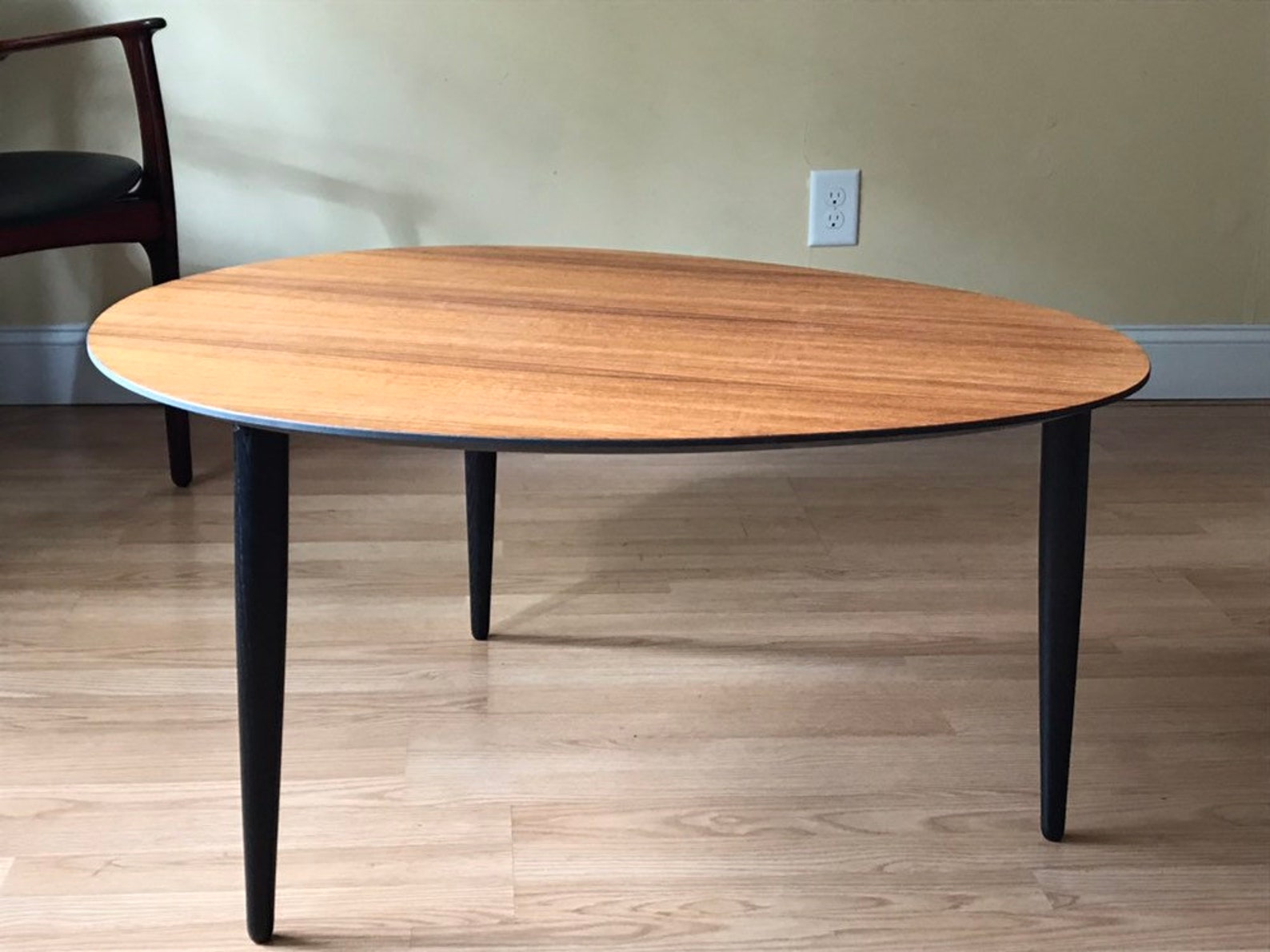 Danish Teak Egg Shaped Coffee Table on Three Legs, Egg Coffee Table ...