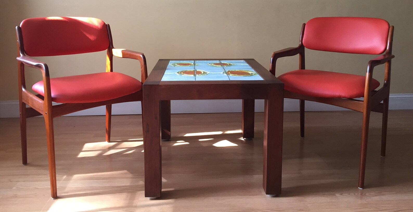 One Mid-century Modern Ceramic Tile-inlay Side Table, Coffee Table or ...