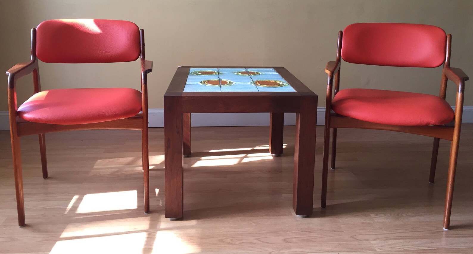 One Mid-century Modern Ceramic Tile-inlay Side Table, Coffee Table or ...