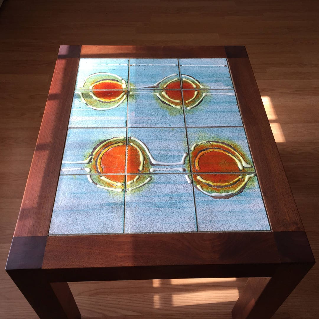 One Mid-century Modern Ceramic Tile-inlay Side Table, Coffee Table or ...