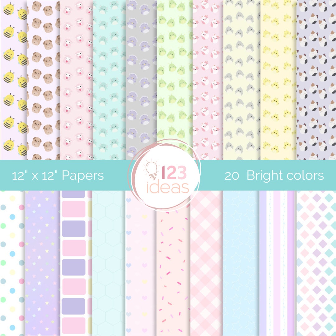 Pastel Squish Digital Paper Pack: Scrapbook Backgrounds (digital ...