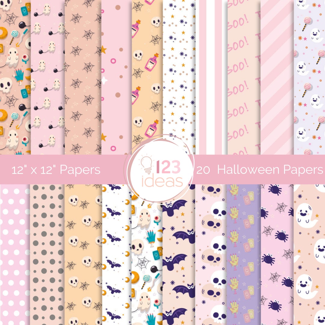 Halloween Digital Paper, Cute Halloween Paper, Halloween Scrapbook ...