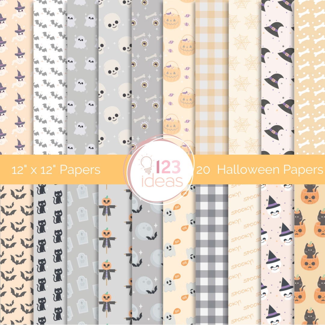 Halloween Digital Paper, Cute Halloween Paper, Halloween Scrapbook ...