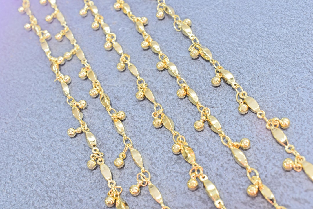 Chain, CB-26GU upgraded Quality, 1m, Round Ball Charm Chain, 16K Gold ...