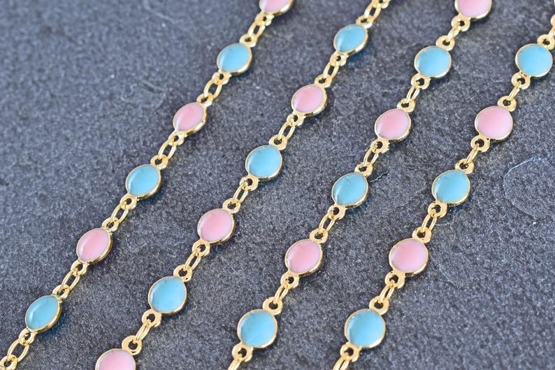 Enamel Connector Chain CSB-32G 1m Round Connector Chain - Etsy